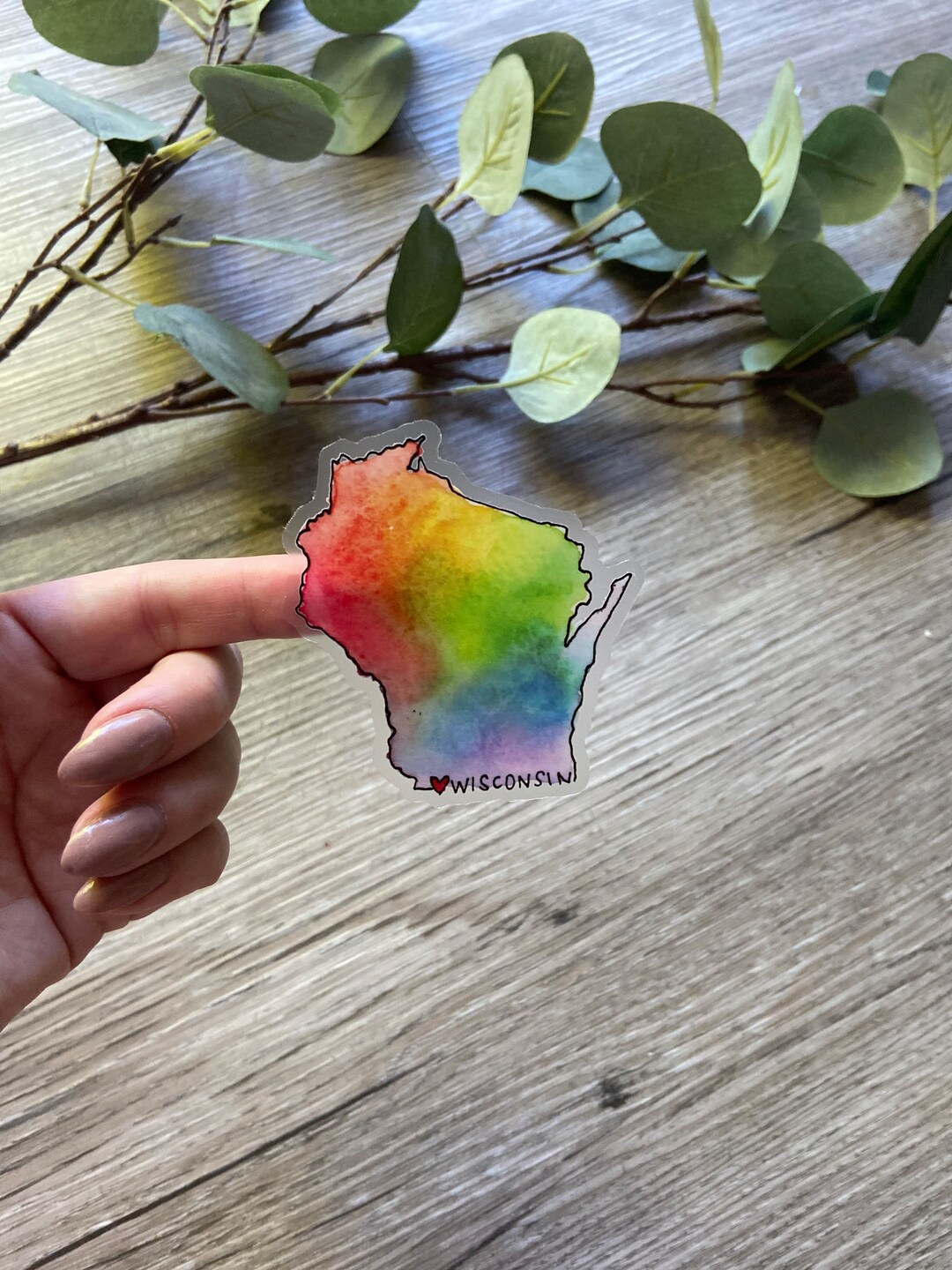 Wisconsin Rainbow Clear Decal Sticker, Mini Vinyl Sticker, Aesthetic ...
