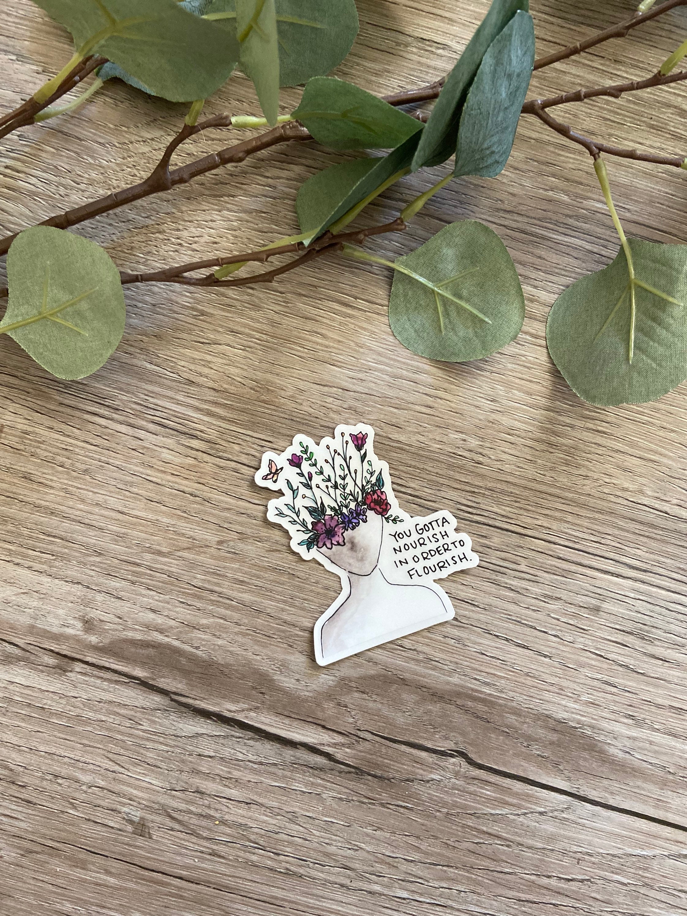 Nourish to Flourish Clear Decal Sticker, Mini Vinyl Sticker, Aesthetic ...