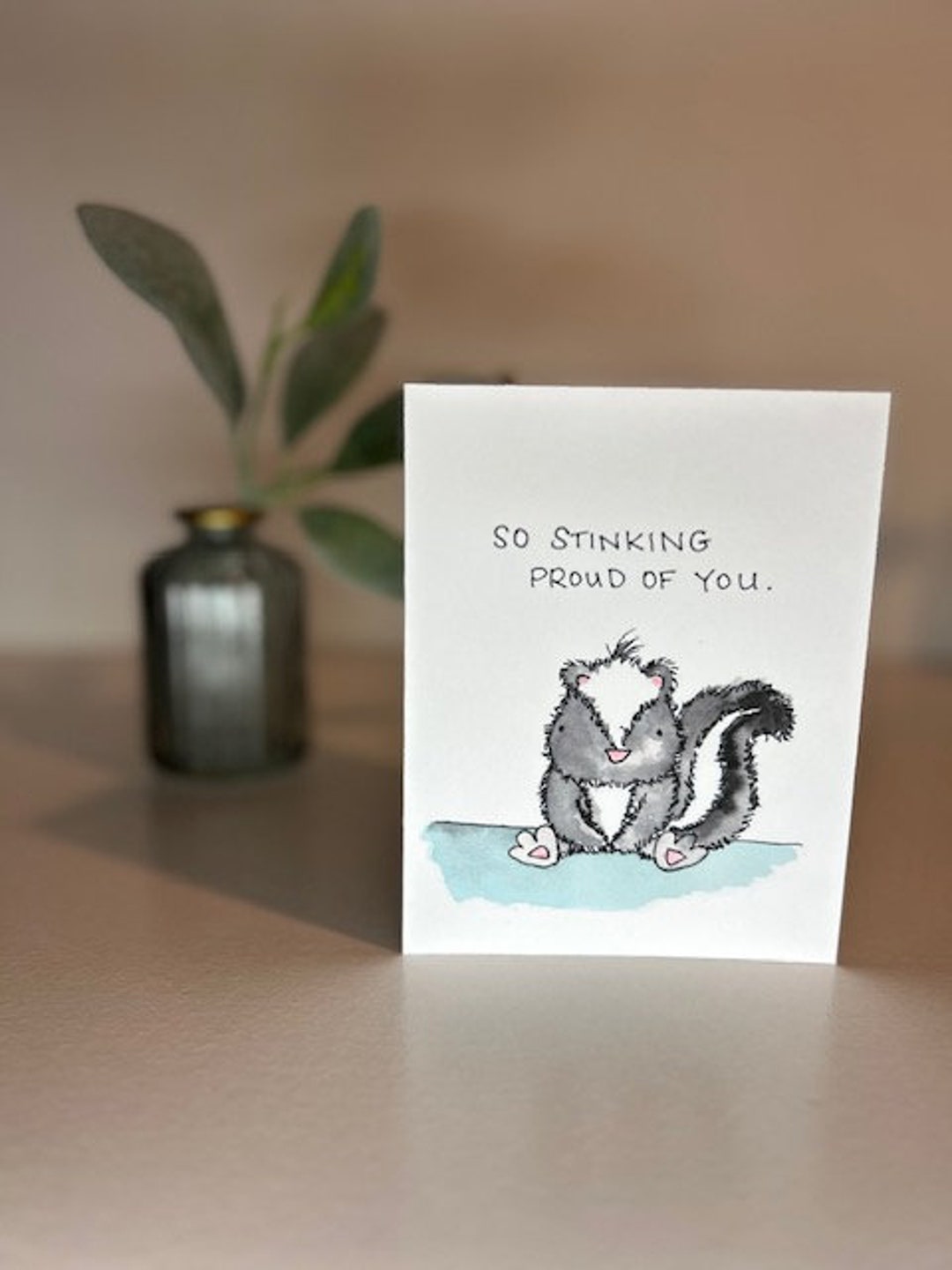 Congratulations Card - Stinking Proud Skunk - Original Watercolor Blank ...