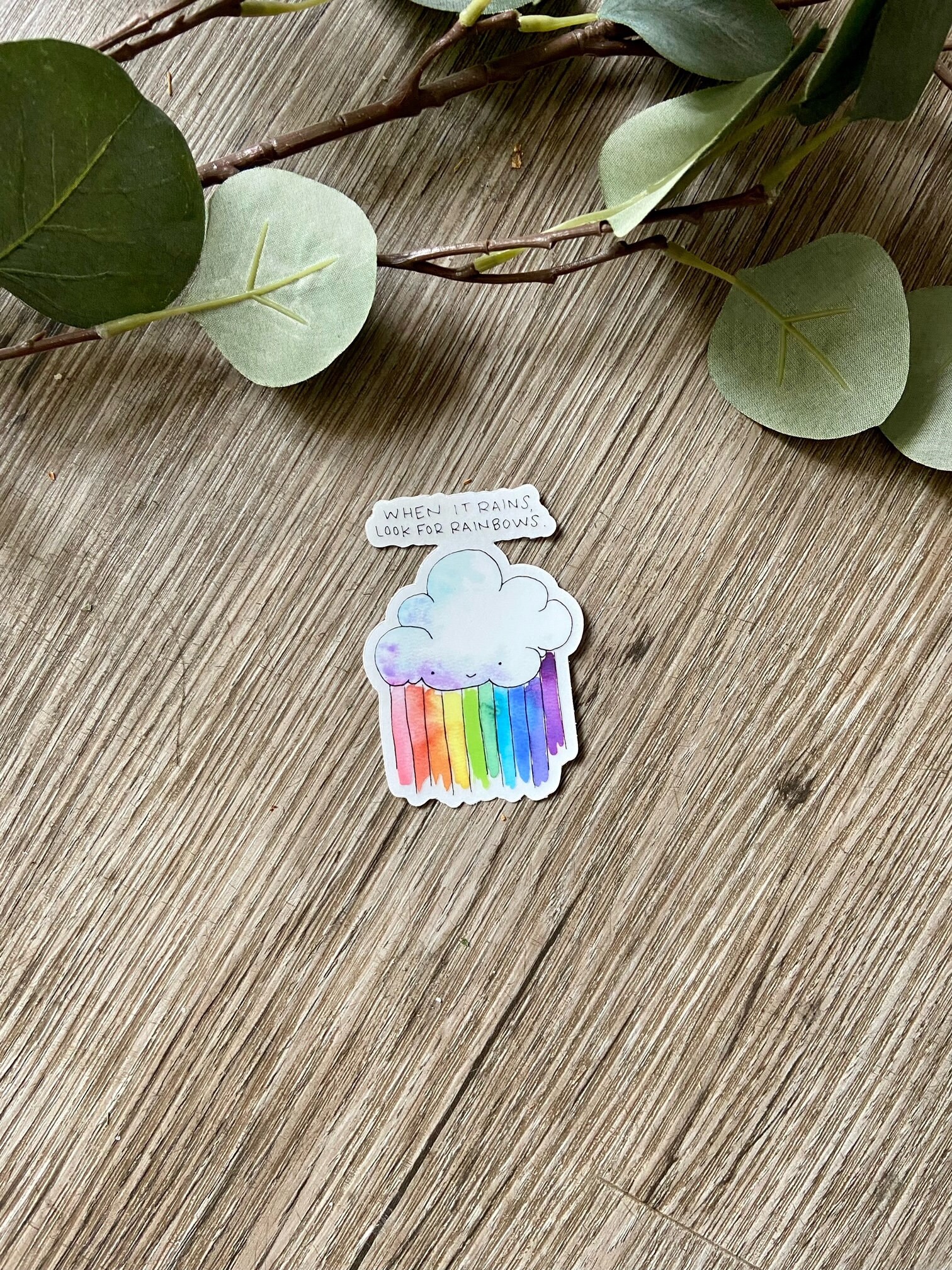 Raincloud Rainbow Clear Decal Sticker, Mini Vinyl Sticker, Aesthetic ...