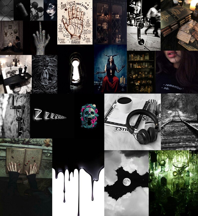 Gothic Collage Aesthetic Wall Collage Kit 80 Pieces Black Gothic ...