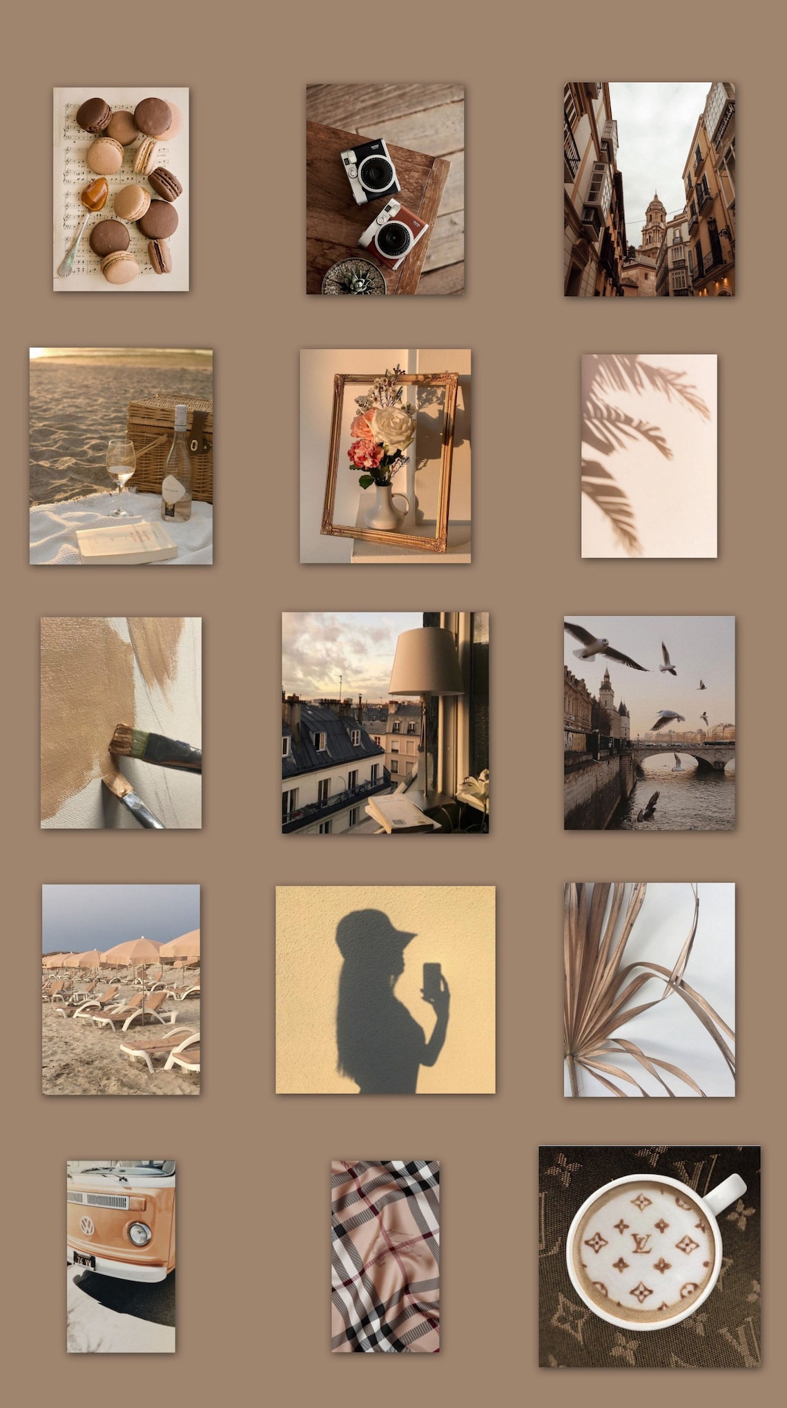 Bougee Beige Aesthetic Wall Collage Kit 50 Pcs Printable Creamy Beige ...