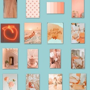 Peachy Aesthetic Wall Collage Kit 100pcs Printable Peach Blush - Etsy