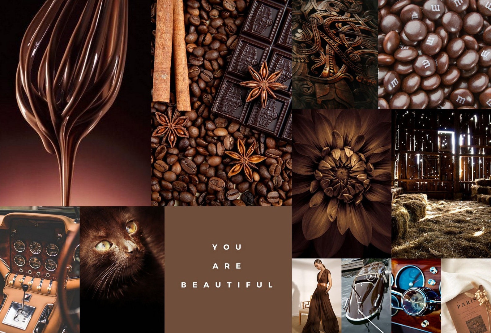 Brown Aesthetic Wall Collage Kit 70 Pieces chocolate brown | Etsy