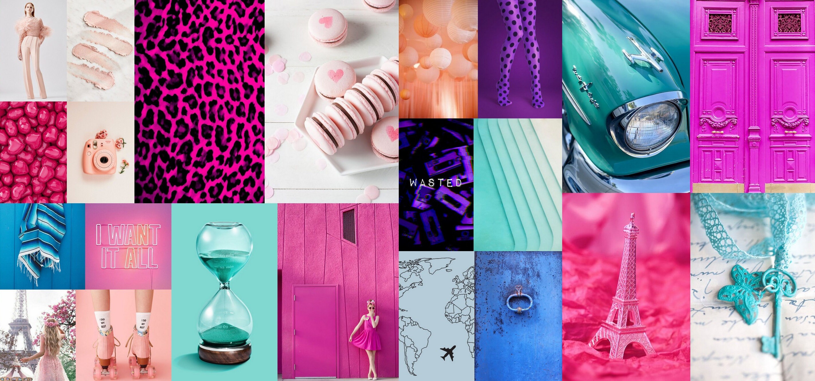 Mix Colors Aesthetic Wall Collage Kit 85pcs Printable Color Mix Blue ...