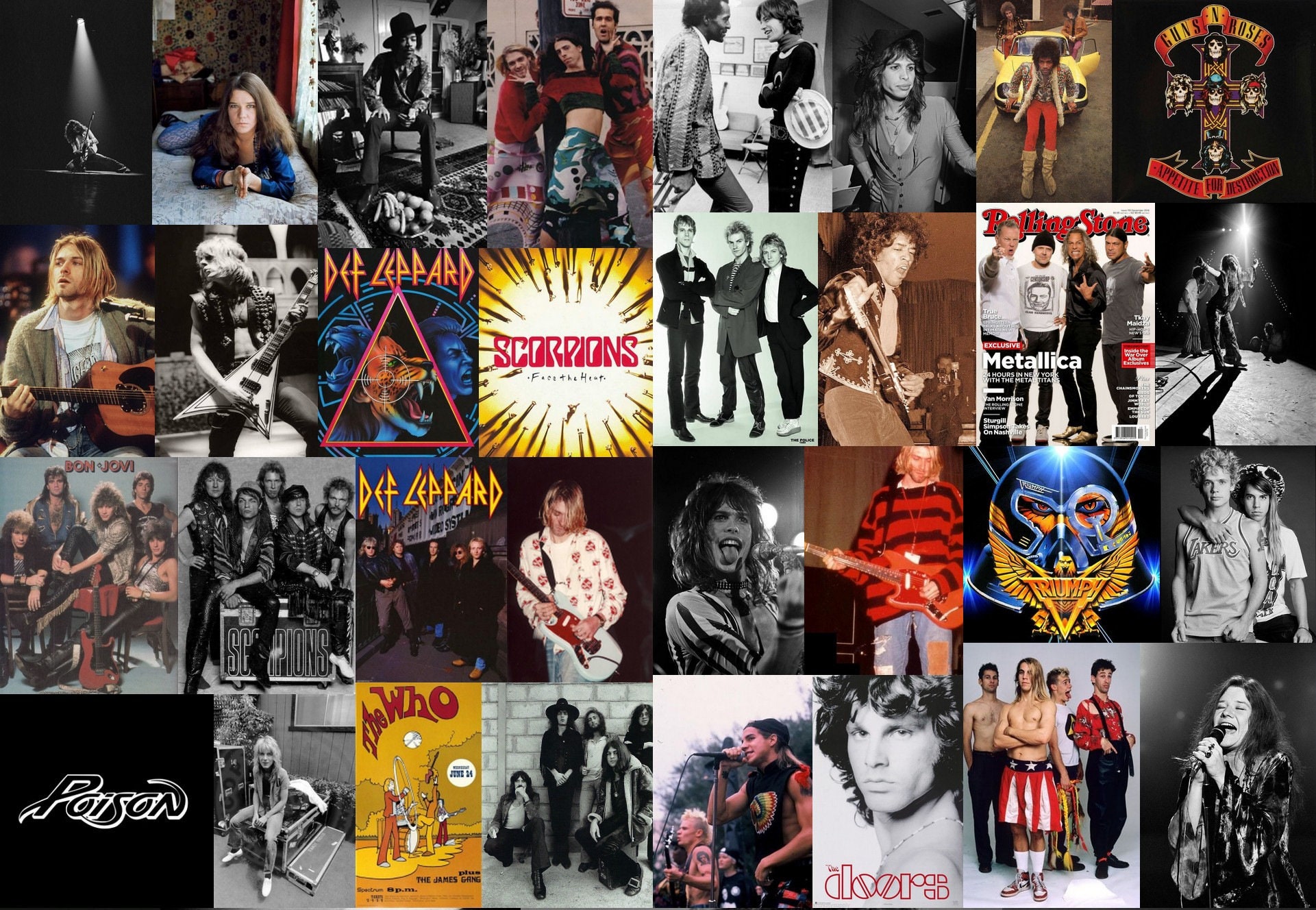 Music Rock Band Aesthetic Wall Collage Kit 100pcs Printable - Etsy