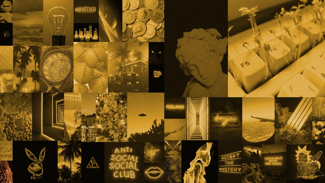 Orange Yellow Electric Aesthetic Boujee Wall Collage Kit 100 Pieces - Etsy