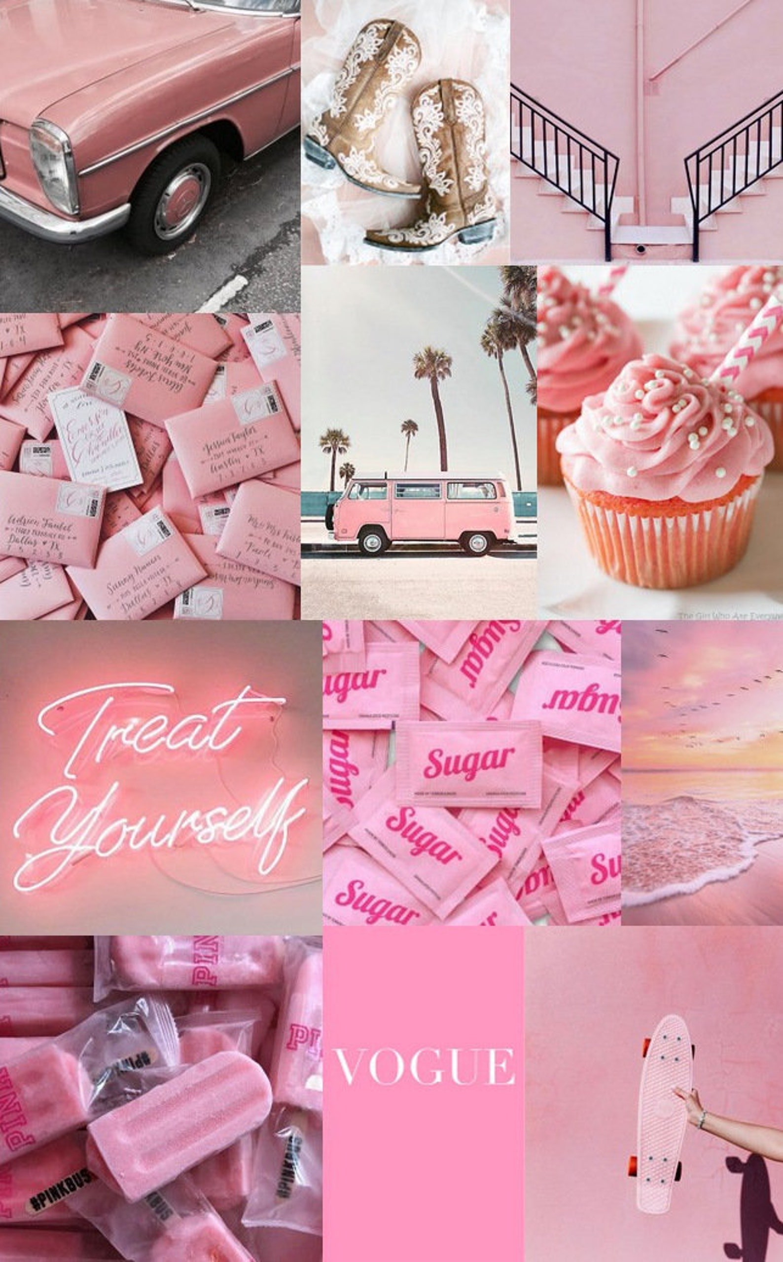 Baby Pink Aesthetic Wall Collage Kit 100pcs Printable Bougee Pinky ...