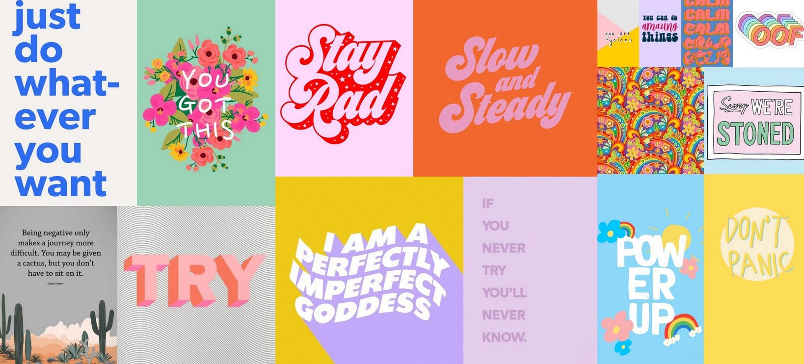 Words and Quotes Aesthetic Wall Collage Kit 90+ Pcs Printable Colorful ...
