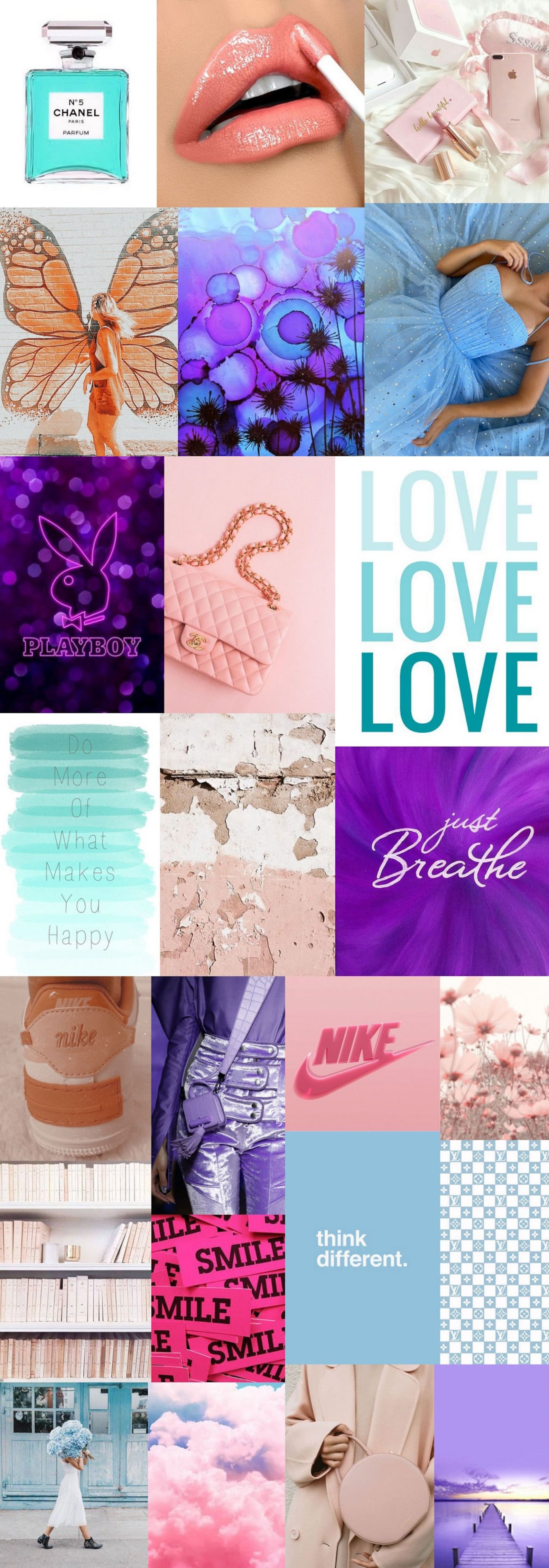 Mix Colors Aesthetic Wall Collage Kit 85pcs Printable Color Mix Blue ...