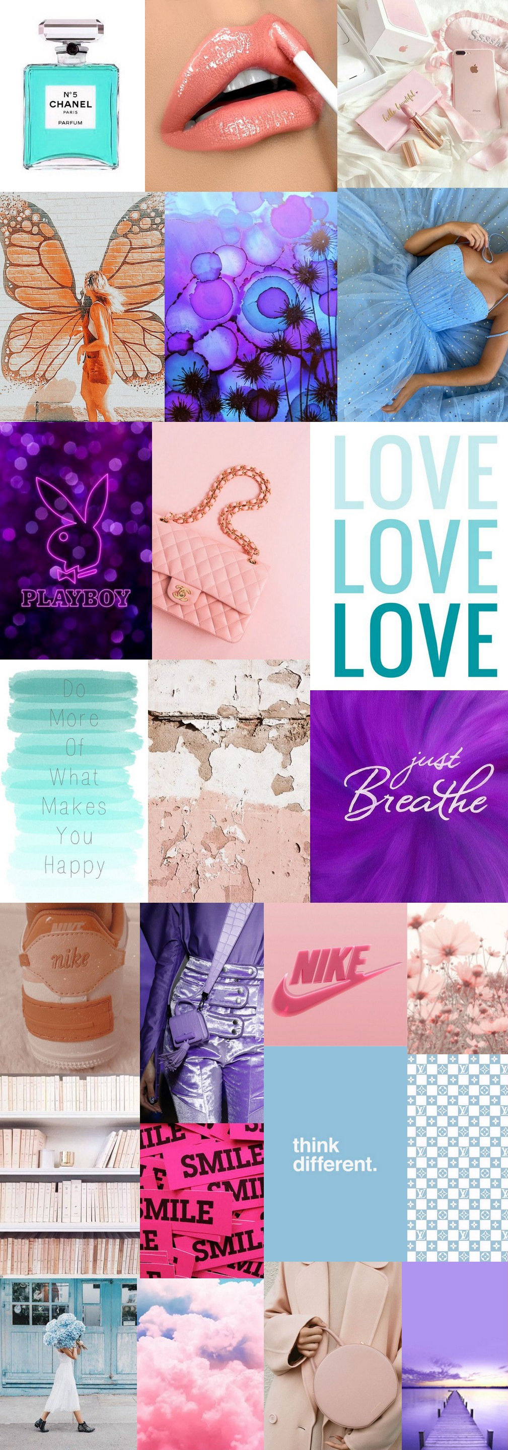 Mix Colors Aesthetic Wall Collage Kit 85pcs Printable Color Mix Blue ...