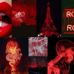 Red Aesthetic Wall Collage Kit 60 Pcs Printable Reddish Bougee Collage ...
