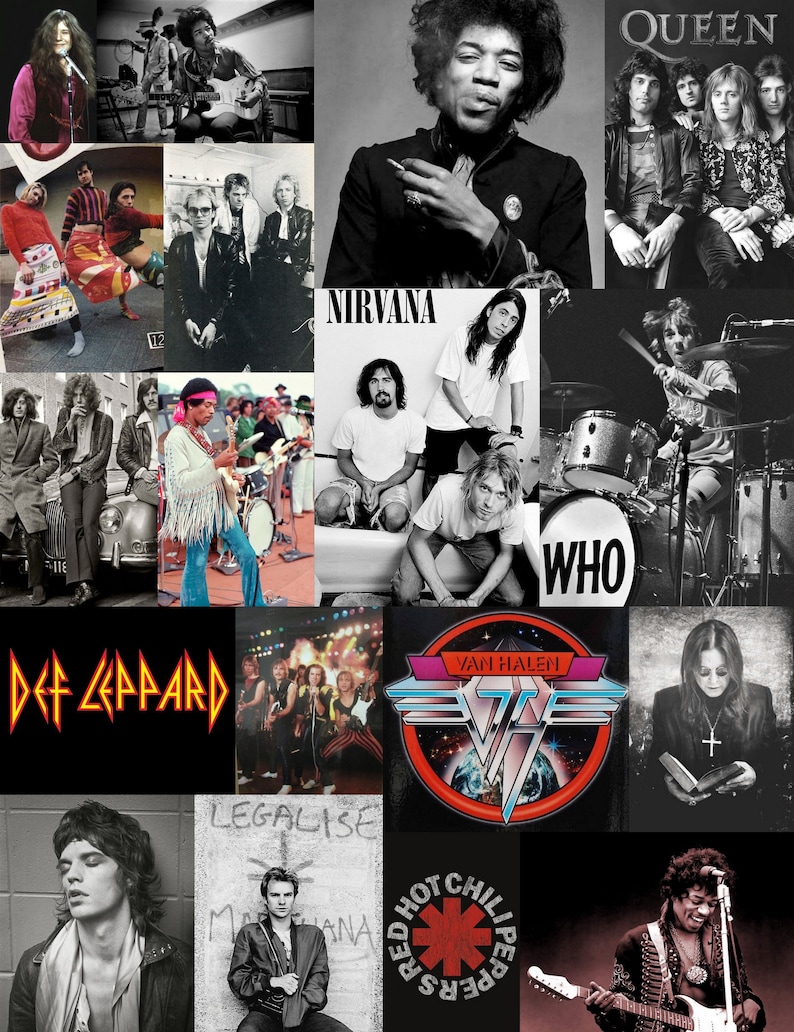 Music Rock Band Aesthetic Wall Collage Kit 100pcs Printable - Etsy
