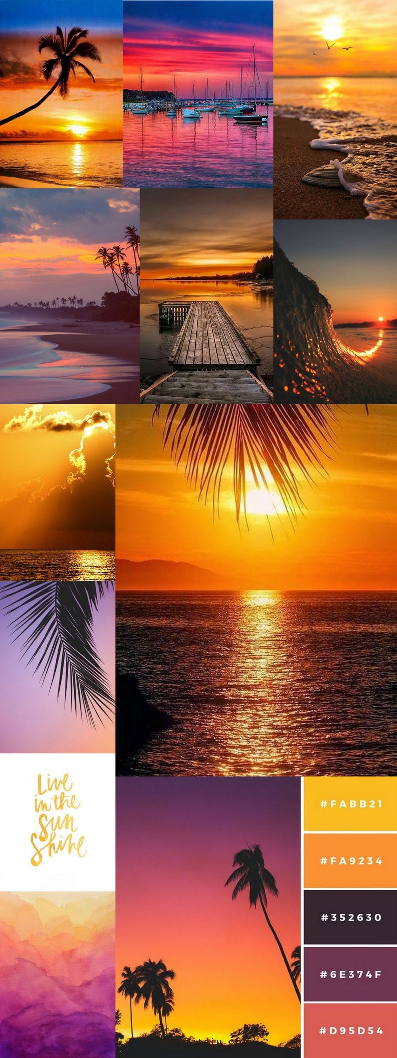 Sunset Love Aesthetic Wall Collage Kit 100pcs Printable Beautiful ...
