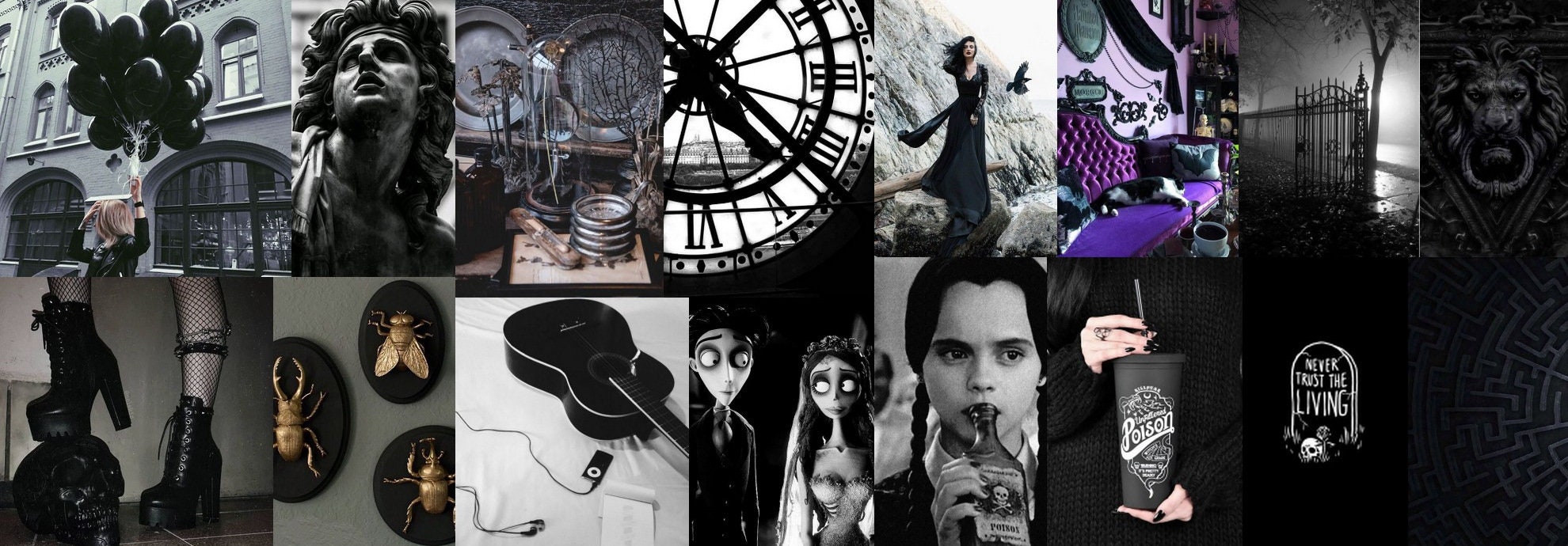 Gothic Collage Aesthetic Wall Collage Kit 80 Pieces Black Gothic ...