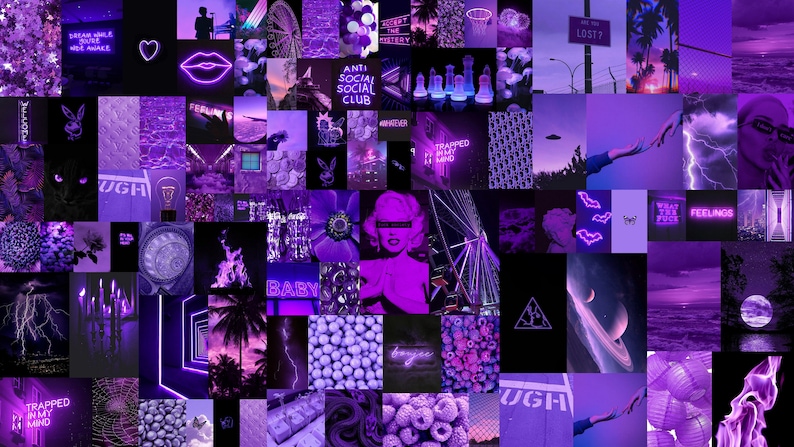 Purple Aesthetic Boujee Wall Collage Kit 100 Pieces - Etsy