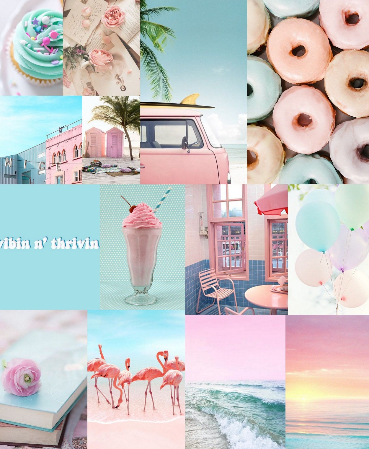 Blue Pink Aesthetic Wall Collage Kit 100+ Pcs Printable Bluish and ...