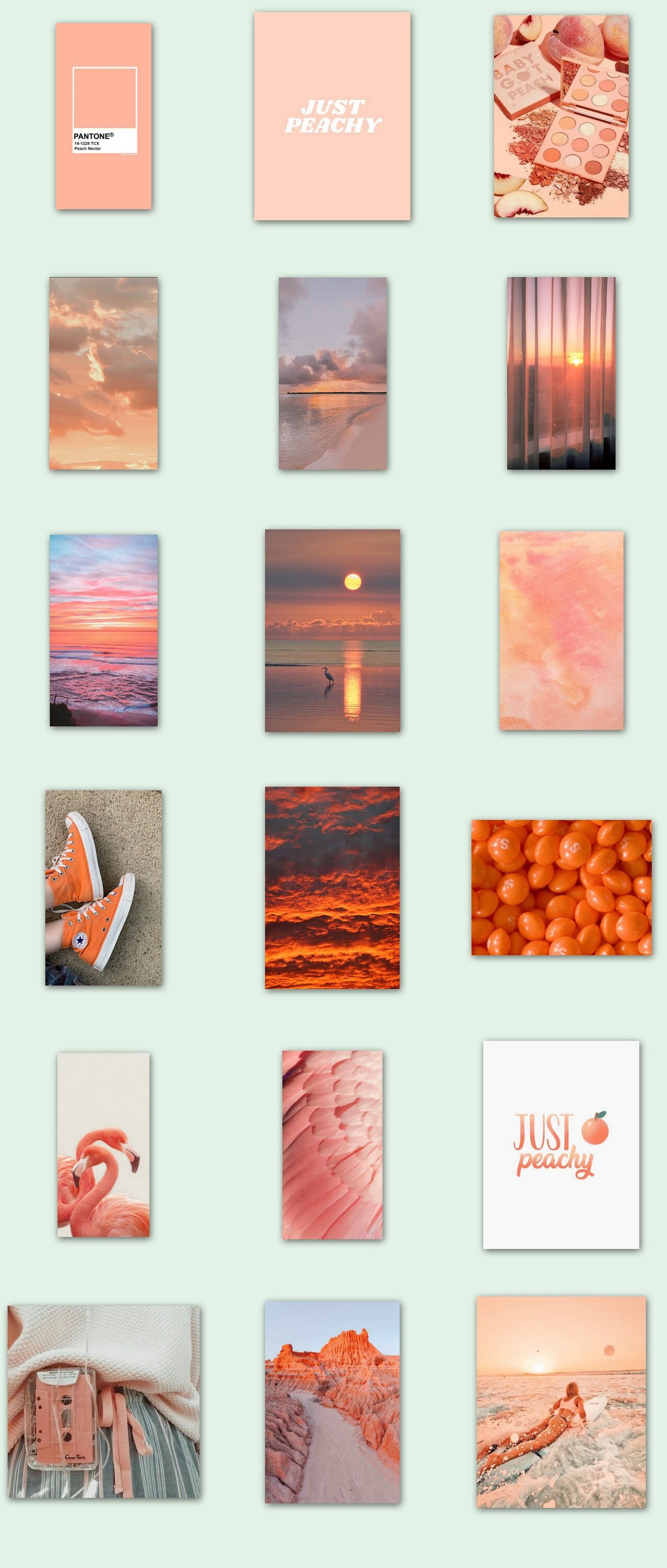 Bougee Peachy Aesthetic Wall Collage Kit 50pcs Printable Peach Collage ...
