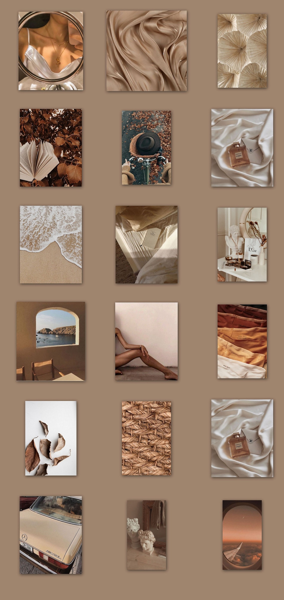 Bougee Beige Aesthetic Wall Collage Kit 50 Pcs Printable Creamy Beige ...