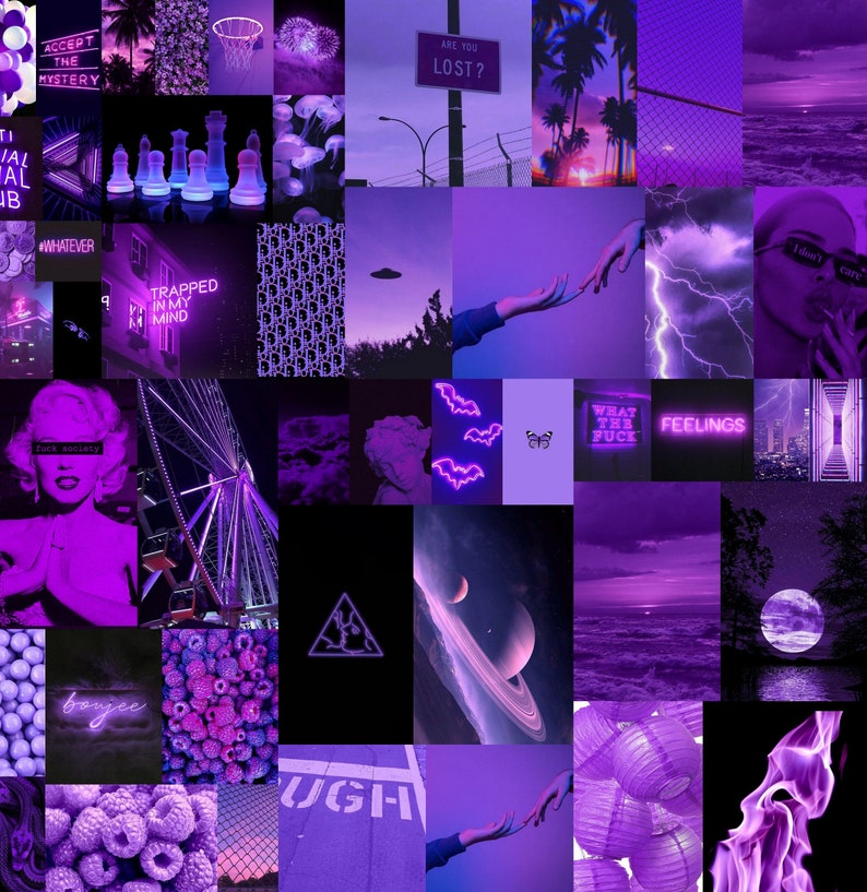 Purple Aesthetic Boujee Wall Collage Kit 100 Pieces - Etsy