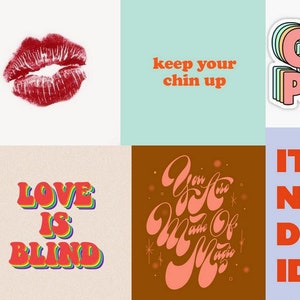 Words and Quotes Aesthetic Wall Collage Kit 90+ Pcs Printable Colorful ...