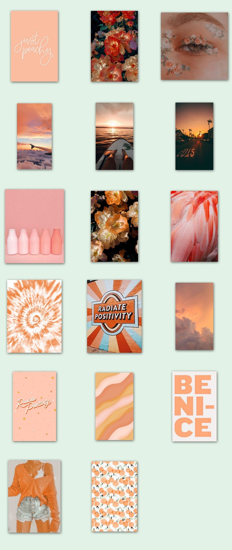 Bougee Peachy Aesthetic Wall Collage Kit 50pcs Printable Peach Collage ...