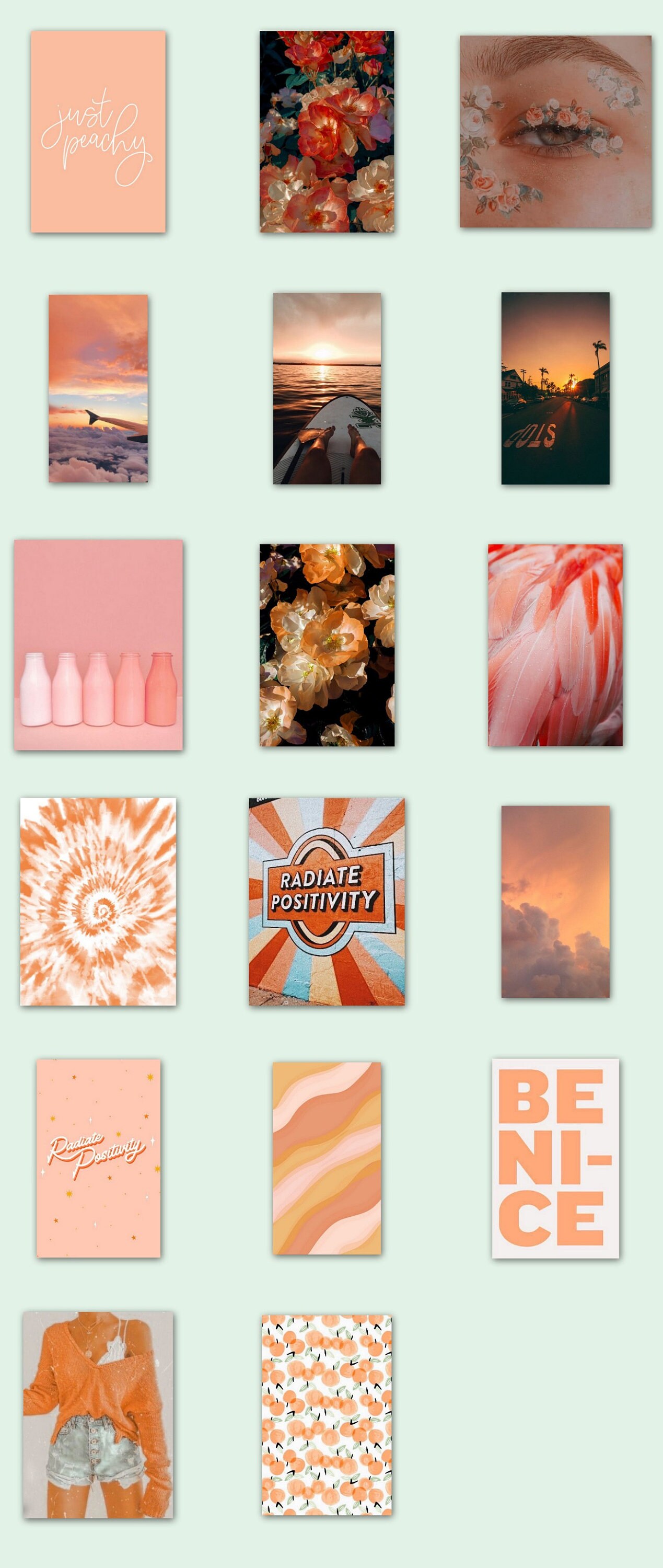 Bougee Peachy Aesthetic Wall Collage Kit 50pcs Printable Peach Collage ...