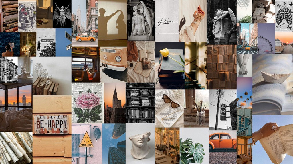 Bougee Aesthetic Wall Collage Kit 50pcs Printable New York Holliday Art ...