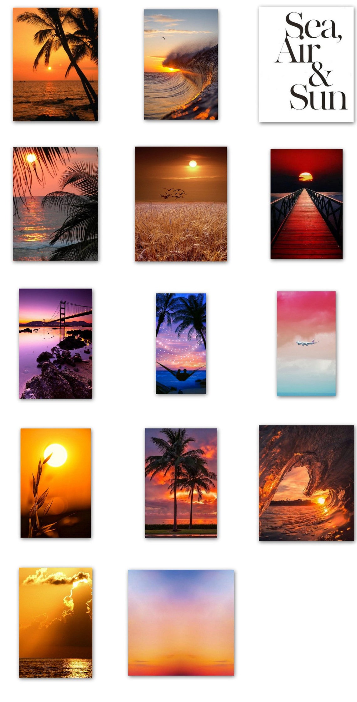 Sunset Love Aesthetic Wall Collage Kit 100pcs Printable Beautiful ...