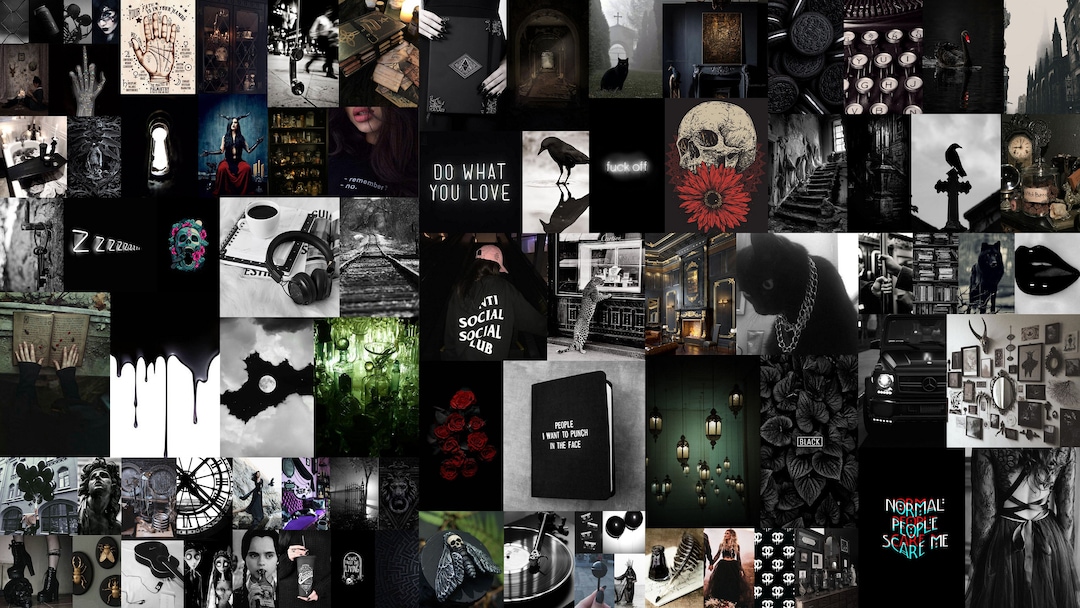 Gothic Collage Aesthetic Wall Collage Kit 80 Pieces Black Gothic ...