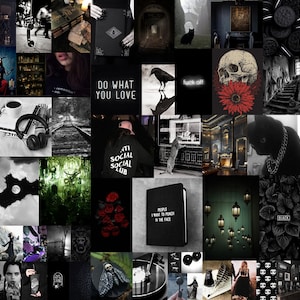 Gothic Collage Aesthetic Wall Collage Kit 80 Pieces Black Gothic ...