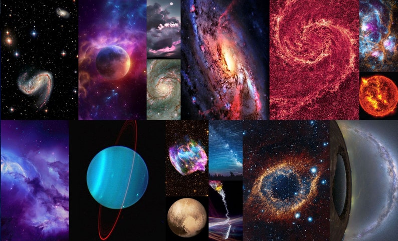 Universe Aesthetic Wall Collage Kit 100pcs Printable Planet Space ...