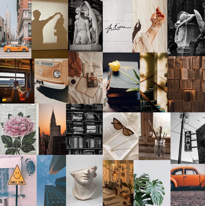 Bougee Aesthetic Wall Collage Kit 50pcs Printable New York Holliday Art ...