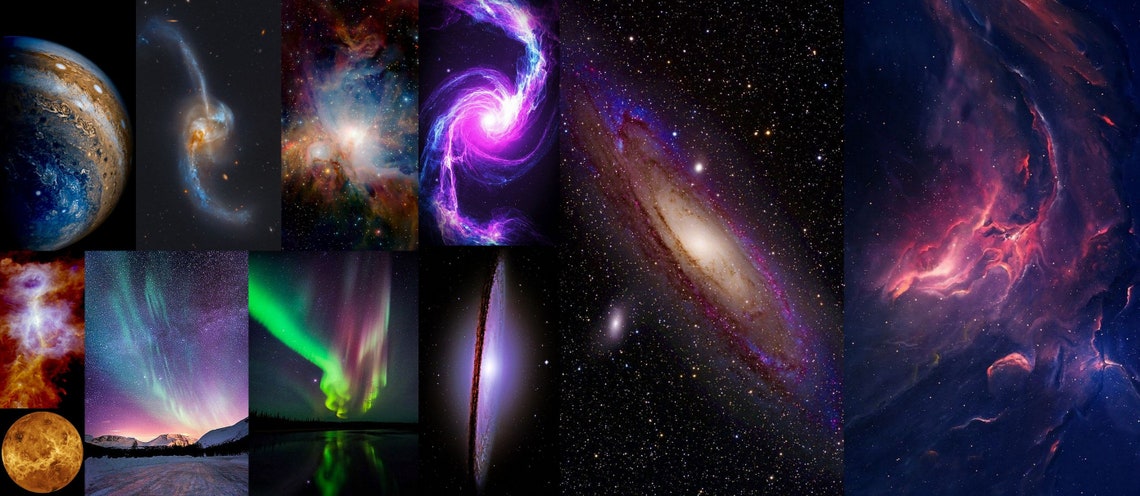 Universe Aesthetic Wall Collage Kit 100pcs Printable Planet Space ...