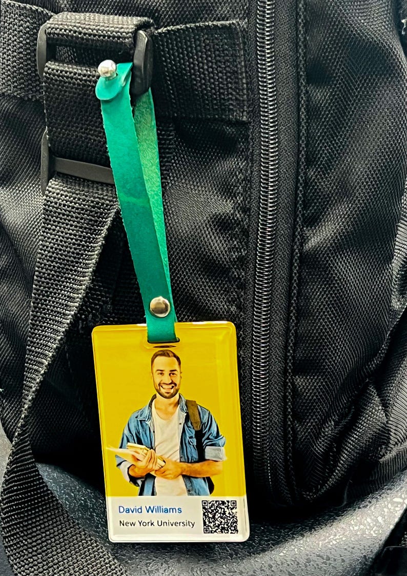 Personalized School Bag Photo Name Tag, Custom Backpack ID Tag for Kids ...