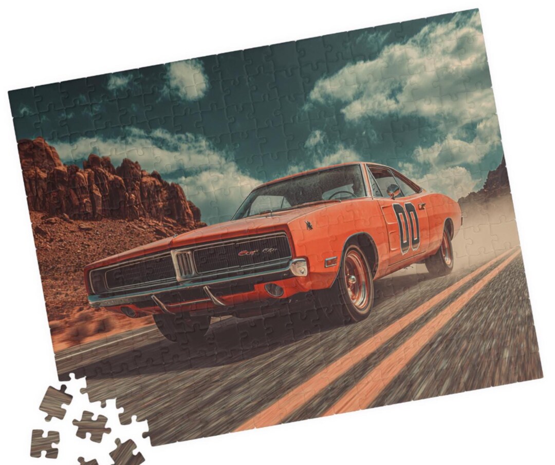 Classic Muscle Car Puzzle | Vintage Muscle Car Road Trip Puzzle | Retro ...