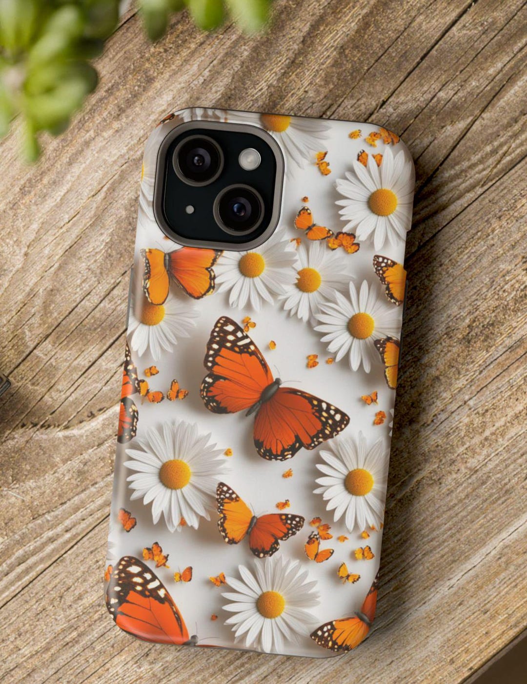 3D Butterflies in Daisy Flowers Phone Case | Cute Floral Butterfly ...