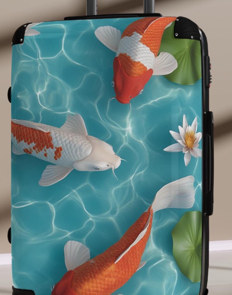 Koi Fish Suitcase Fish and Floral Print Luggage - Koi Fish Lover Gift ...