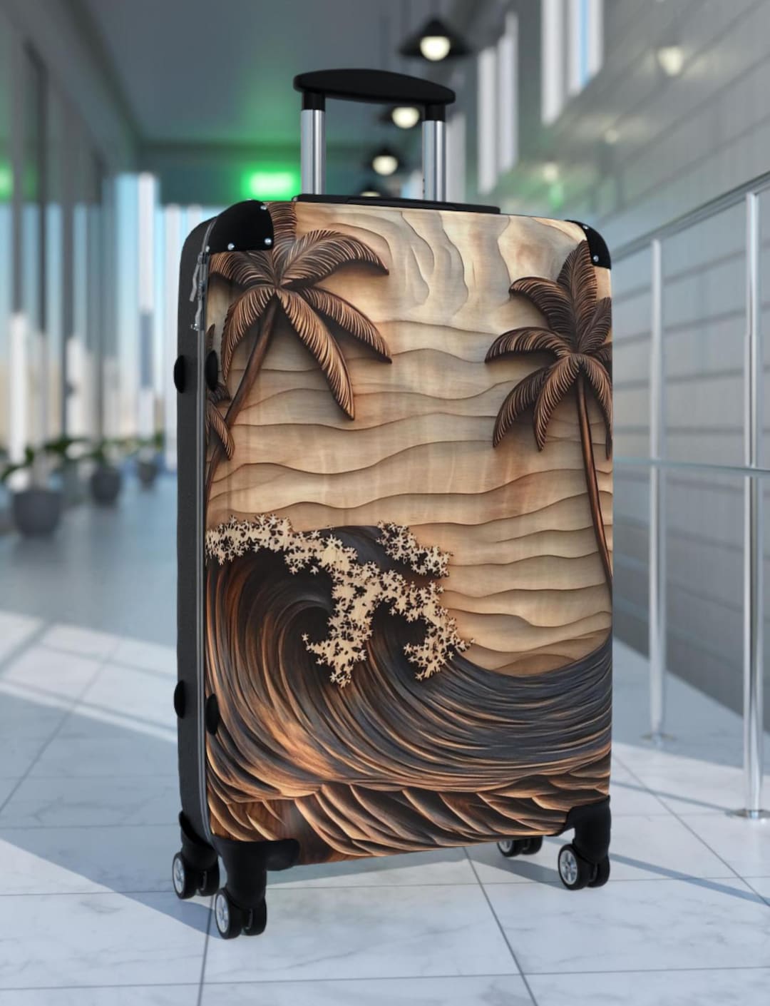 Tropical Beach Luggage Set, Palm Tree Ocean Vacation Suitcase, 3D Palm Tree and Ocean Luggage - Etsy