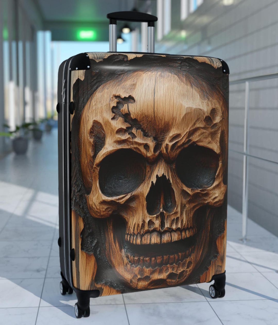 3D Skull Luggage! Skull Suitcase. Available in 3 Sizes. 3D Burnt Wood ...