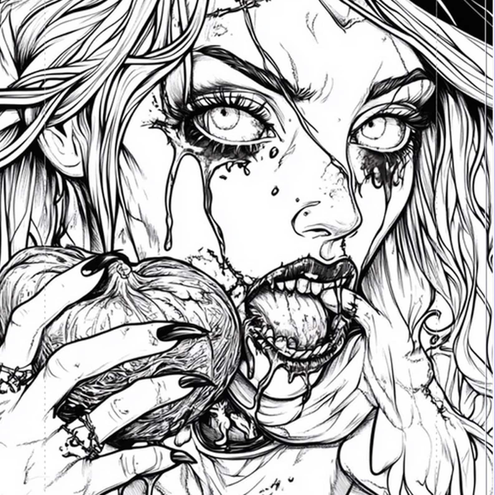 Horror Coloring Pages for Adults | Halloween Dark and Scary Coloring ...