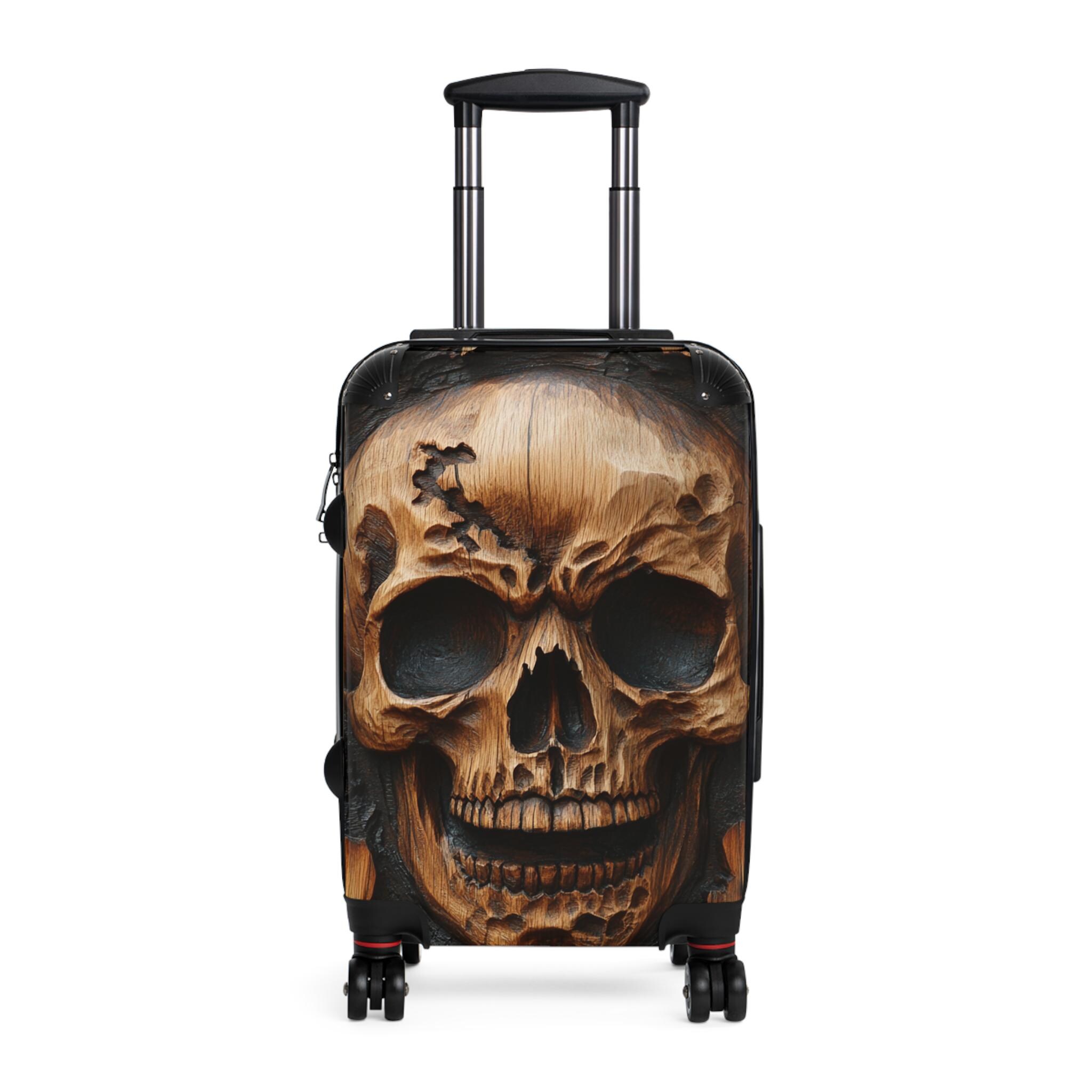3D Skull Luggage! Skull Suitcase. Available in 3 Sizes. 3D Burnt Wood ...