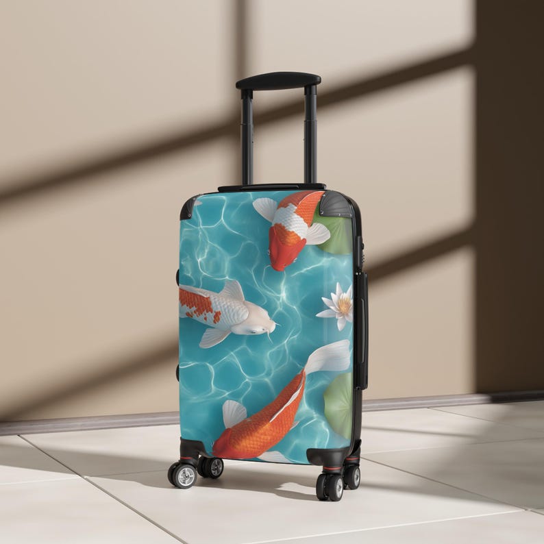 Koi Fish Suitcase Fish and Floral Print Luggage - Koi Fish Lover Gift ...