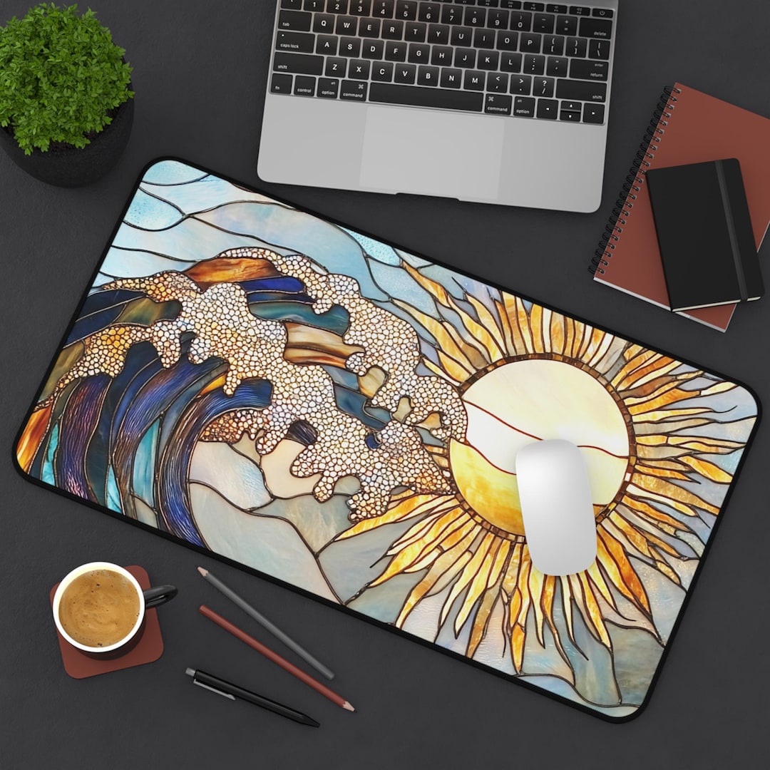 Popular Mouse Pad - Artistic Waves Desk Mat - Ocean Sun Design Mouse ...