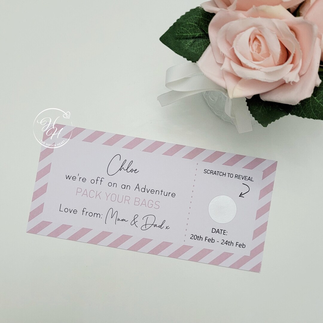 Adventure Gift Voucher, Scratch to Reveal, Personalised Travel Ticket ...