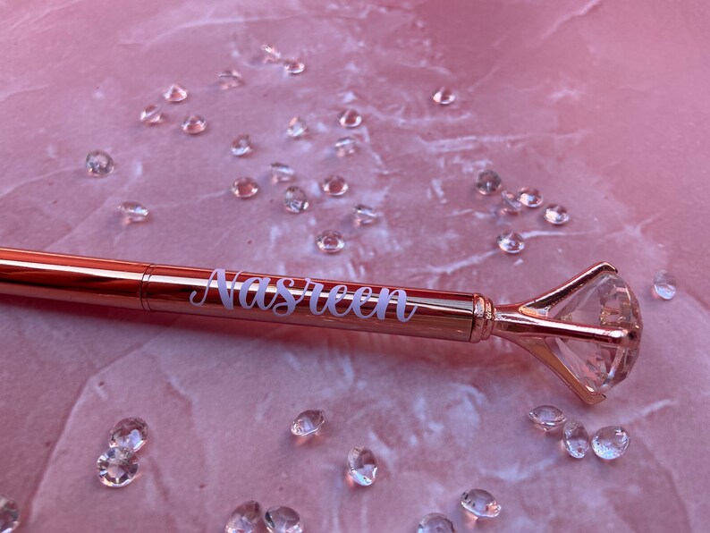 Personalised Rose Gold Diamond Pen Custom Pen Bridesmaid Gift Gift Back ...