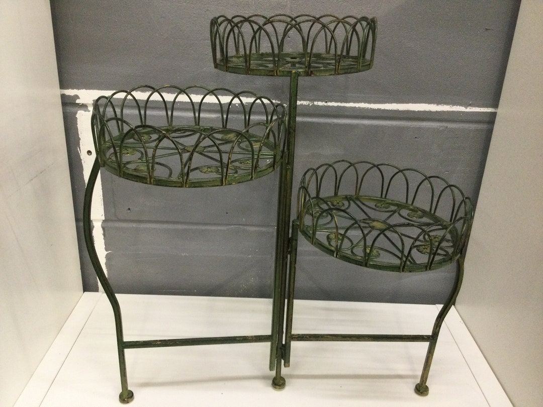 Green Metal Three Tier Folding Plant Stand - Etsy