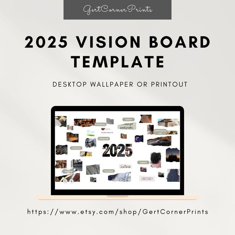2025 Vision Board Canva Template | Simple, Minimal, Easy-to-use Goal ...