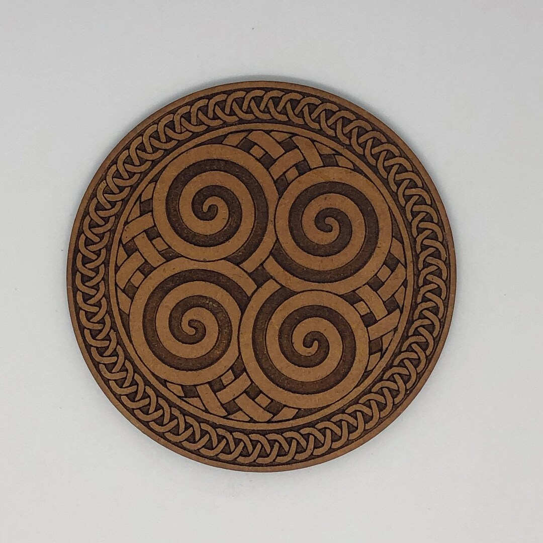 Wooden Coaster With Celtic Design Set of 4 - Etsy