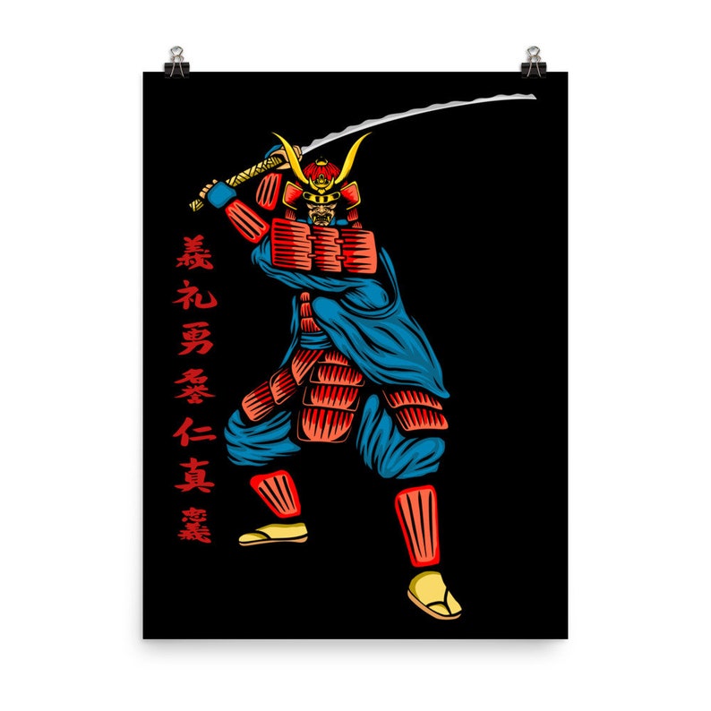 Samurai Warrior Print • Japanese Bushido Wall Art • Samurai Poster ...